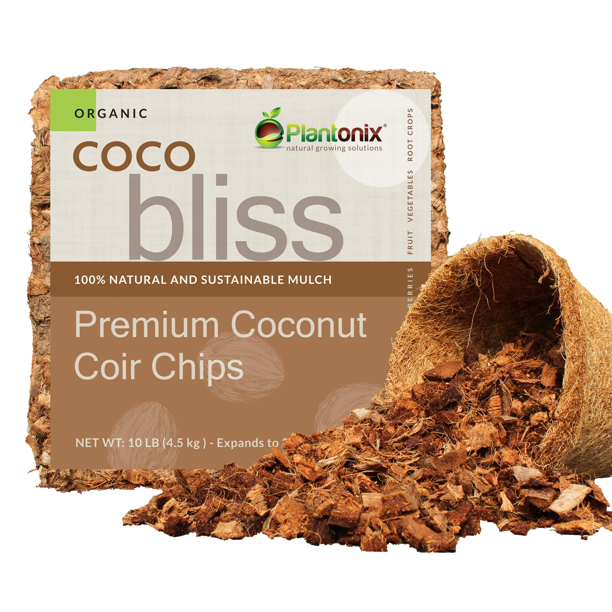 Coco Bliss Chips - 10 lb Coconut Husk Chips | Plantonix